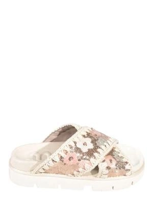 Mou Sequin-embellished Sandals - Beige