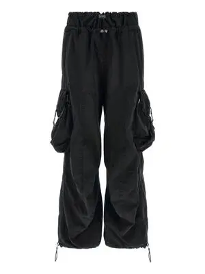 Attico Oversized Parachute Cargo Pants - Black
