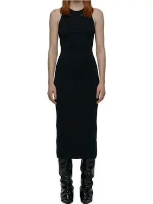 Attico Sculptural Corset Midi Dress - Black