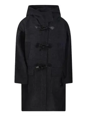 GANNI Hooded Toggle-fastening Coat - Phantom Black