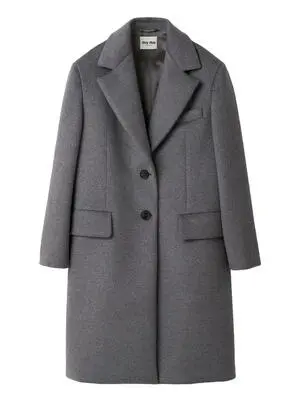 Miu Miu Single-breasted Velour Coat - Grey