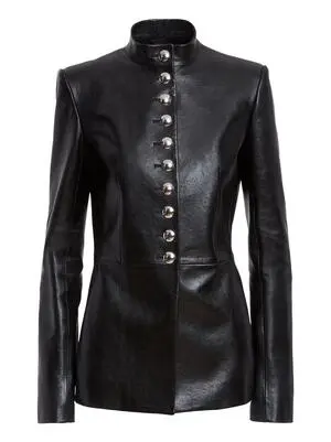 Khaite Standing Collar Leather Jacket - No