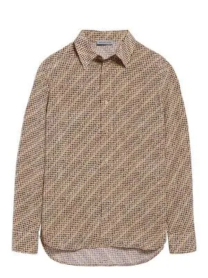 Balenciaga Silk Logo Print Shirt - Beige