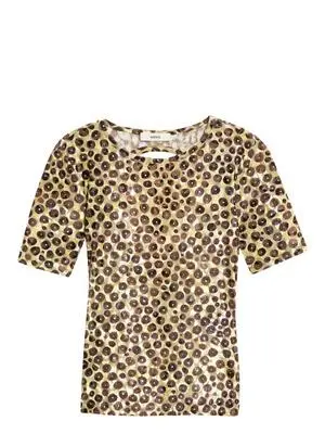 SIEDRES Idyl Print Velvet Devoré Open Back Top - Brown
