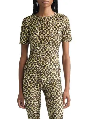SIEDRES Idyl Print Velvet Devoré Open Back Top - Brown