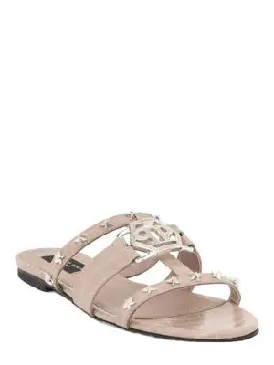 Philipp Plein Cocco Print Slides Stars Hexagon - Beige