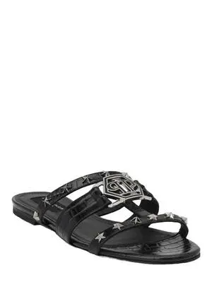 Philipp Plein Cocco Print Slides Stars Hexagon - Black