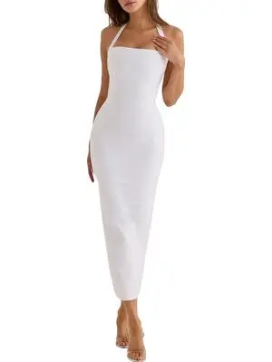 House Of Cb Halter Neck Bandage Midi Dress - White
