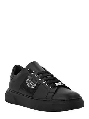 Philipp Plein Nappa Leather Lo-top Sneakers Triangle Plein - Black/black