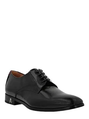 Philipp Plein Leather Lace Up Shoes Monogram - Black