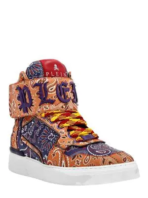 Philipp Plein Hi-top Sneakers Paisley - Purple/orange