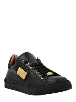 BILLIONAIRE Croco Printed Nappa Leather Lo-top Sneakers - Black/black