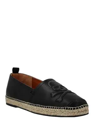 Philipp Plein Embossed Skull Leather Espadrilles - Black