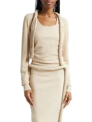 DIOTIMA Mane" Knit Top With Whip-inspired Trim - Ecru