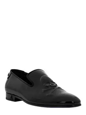 Philipp Plein Patent Leather Skull & Bones Loafers - Black