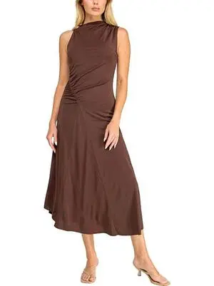 SOCIALITE Asymmetrical Knit Midi Dress - Brown