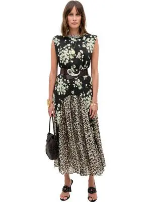 Rixo Coralie Amelia Gremlin Mix Maxi Dress - Black