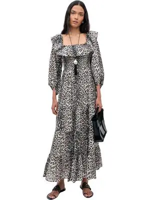 Rixo Nina Leopard Print Maxi Dress - Brown