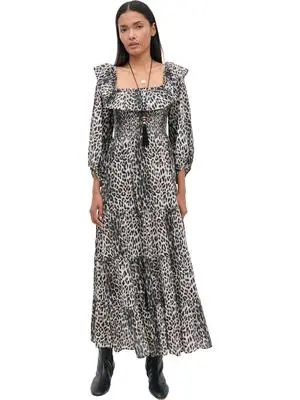 Rixo Nina Leopard Print Maxi Dress - Brown