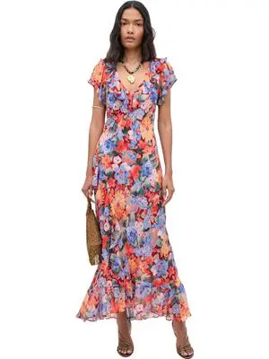Rixo Meadow Chelsea Floral Maxi Dress - Red