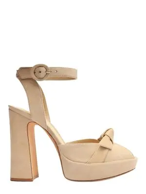 ALEXANDRE BIRMAN Pepitta 120 Suede Platform Sandals - Beige