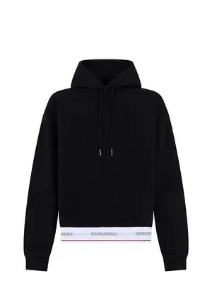 Dsquared2 Relaxed Fit Hoodie With Logo Band - Black