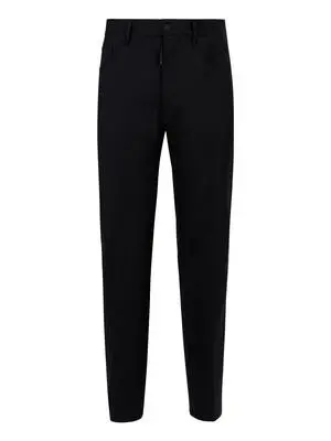 Dsquared2 Tailored Straight Leg Trousers In Light Worsted Wool With Stretch - Black