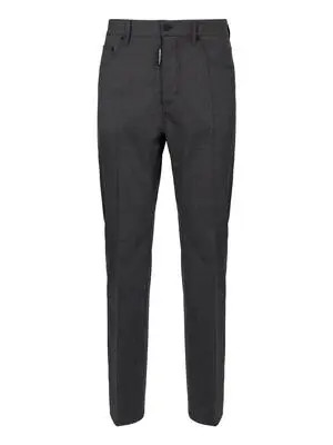 Dsquared2 Tailored Straight Leg Trousers In Light Worsted Wool With Stretch - Grey
