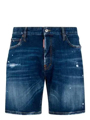 Dsquared2 Medium Wash Distressed Denim Shorts - Blue