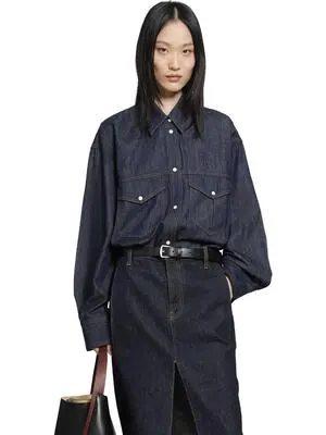 Khaite Christensen Cotton Denim Shirt - Blue
