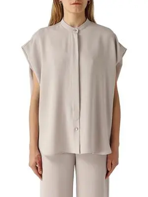 Herno Short-sleeved Mandarin Collar Shirt - Grey