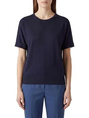 Herno Herno Short Sleeve Crew Neck T-Shirt In Lyocell Navy