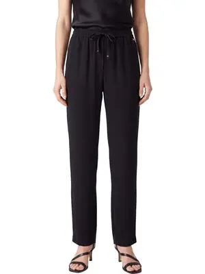 Herno High-waisted Jersey Palazzo Trousers With Drawstring - Black
