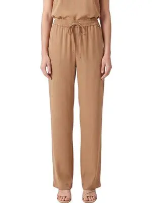 Herno High-waisted Jersey Palazzo Trousers With Drawstring - Camel