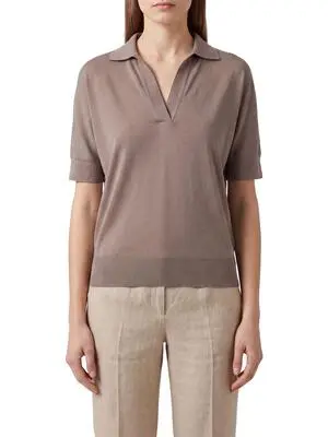 Herno Herno Slim Fit Lyocell Knit Polo Shirt With French Collar Dove Grey