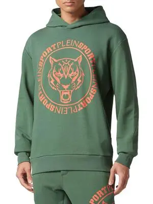 PLEIN SPORT Graphic Print Hooded Sweatshirt - Green