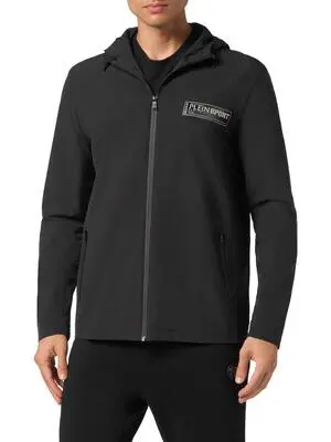 PLEIN SPORT Zip-up Hooded Jacket - Black