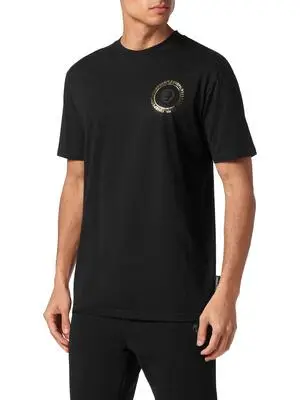 PLEIN SPORT Cotton Jersey T-shirt With Contrasting Logo - Black