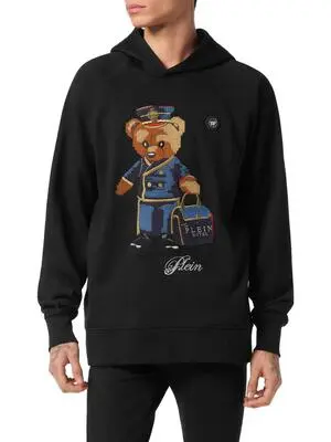 Philipp Plein Philipp Plein Cotton Hoodie With Teddy Bear Graphic Black