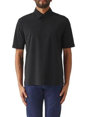 Herno Short-sleeved Cotton Polo Shirt With Classic Collar And Three-button Placket - Black