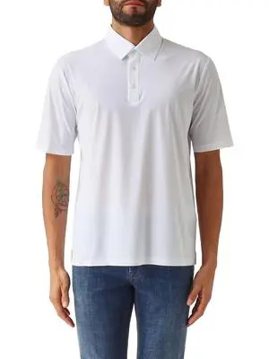 Herno Short-sleeved Cotton Polo Shirt With Classic Collar And Three-button Placket - White