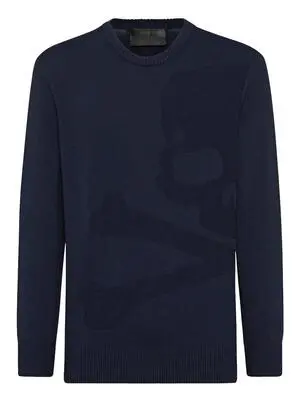 Philipp Plein Skull Print Crewneck Jumper - Blue