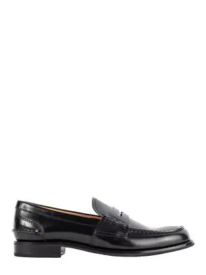 Church's Brushed Leather Penny Loafers With Raised Apron Toe - Black