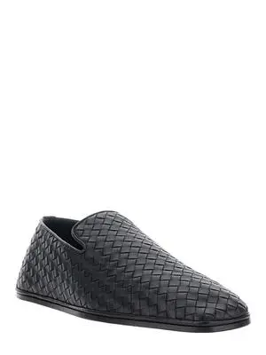 Bottega Veneta Palazzo Intrecciato Lambskin Loafers - Black