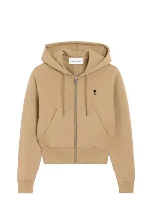 AMI Paris AMI Paris Beige Cotton Hoodie With Ami De Coeur Logo Mastic Beige/black