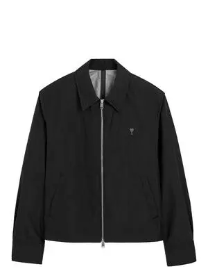 AMI Paris Nylon Jacket With De Coeur Logo - Black