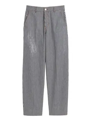 AMI Paris Blue Balloon-fit Striped Cotton Jeans Multicolor - Indigo/ecru