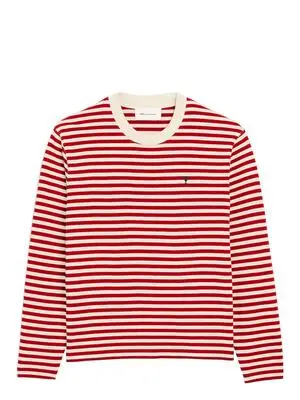 AMI Paris Mariniere Cotton T-shirt - Ruby Red/ivory