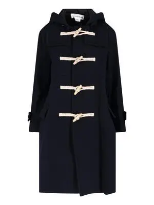 Comme Des Garçons Wool & Nylon Duffle Coat With Toggle Closures - Blue