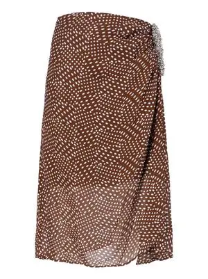 Dries Van Noten Printed Viscose Skirt With Silk Lining - Brown